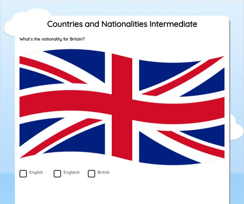 Mini test Countries and Nationalities Intermediate. Interactive ...