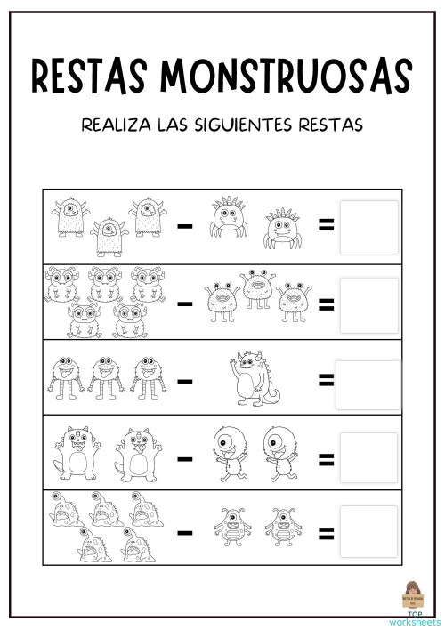 Encuentra la pareja. Restas hasta el 10. Ficha interactiva | TopWorksheets