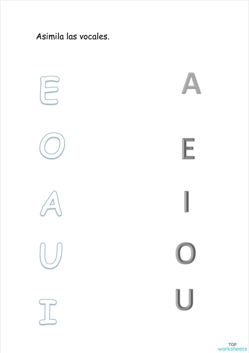 Actividad de vocales nº 1. Ficha interactiva | TopWorksheets