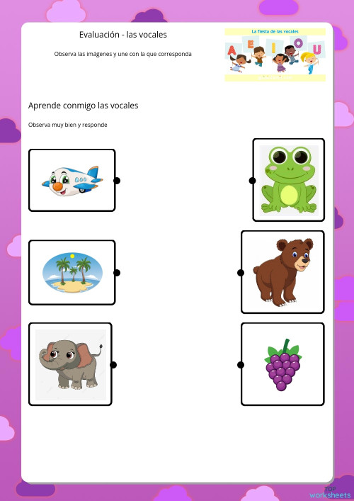 Evaluación - las vocales. Ficha interactiva | TopWorksheets