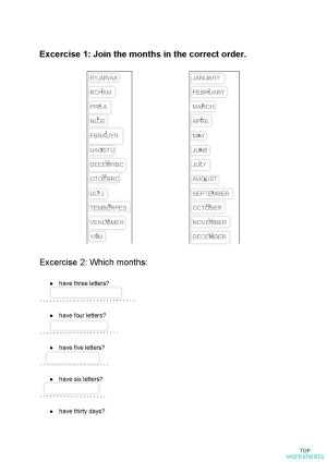 Months of the year. Interactive worksheet | TopWorksheets