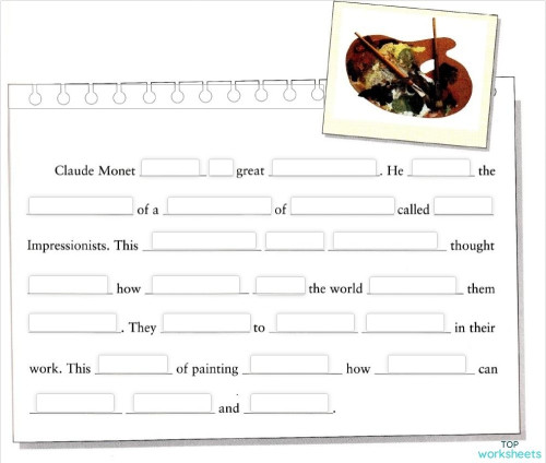 Monet’s garden dictation. Interactive worksheet | TopWorksheets