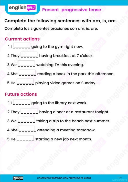 Lesson #19 - Present progressive tense. Ficha interactiva | TopWorksheets