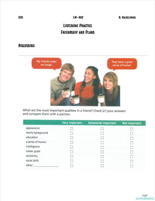 Friendship and Plans. Interactive worksheet | TopWorksheets