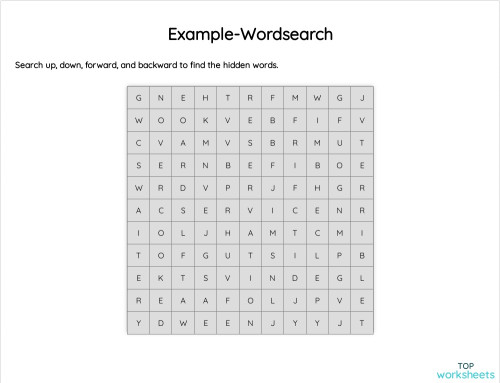 Example-Wordsearch. Interactive worksheet | TopWorksheets