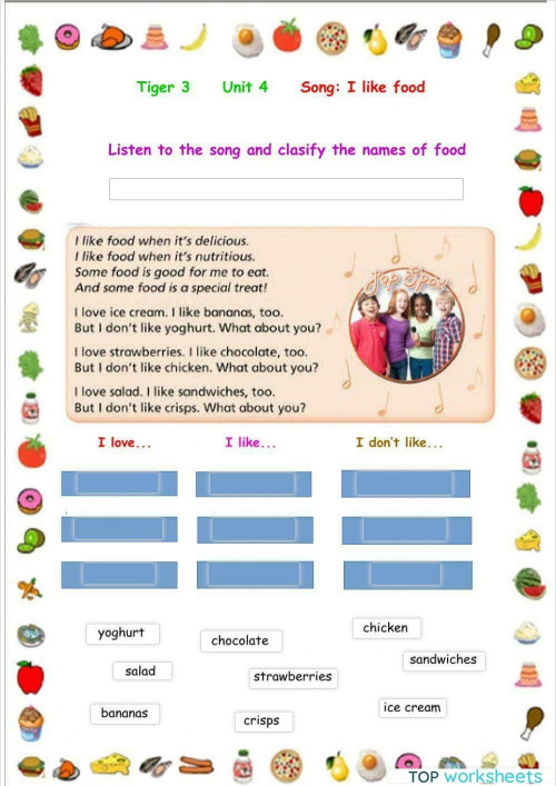 I like food. Interactive worksheet | TopWorksheets