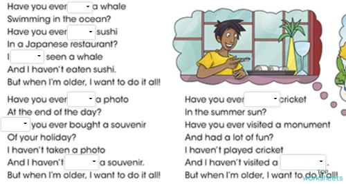 song vocab grammar. Interactive worksheet | TopWorksheets