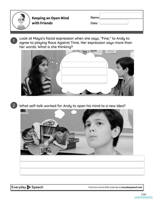 Keeping an Open Mind with Friends Companion Worksheet. Interactive ...