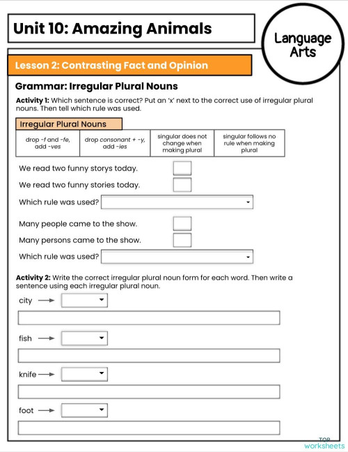 LanguageArts3G-Irregular Plural Nouns. Interactive worksheet ...