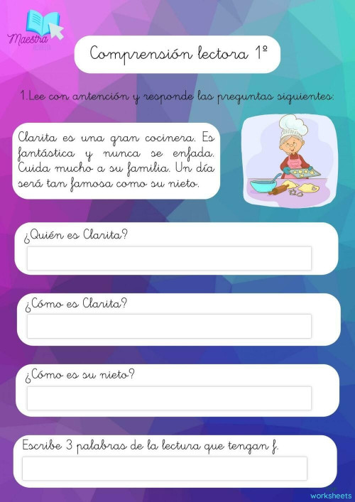 Comprensión lectora 1º 1. Ficha interactiva | TopWorksheets
