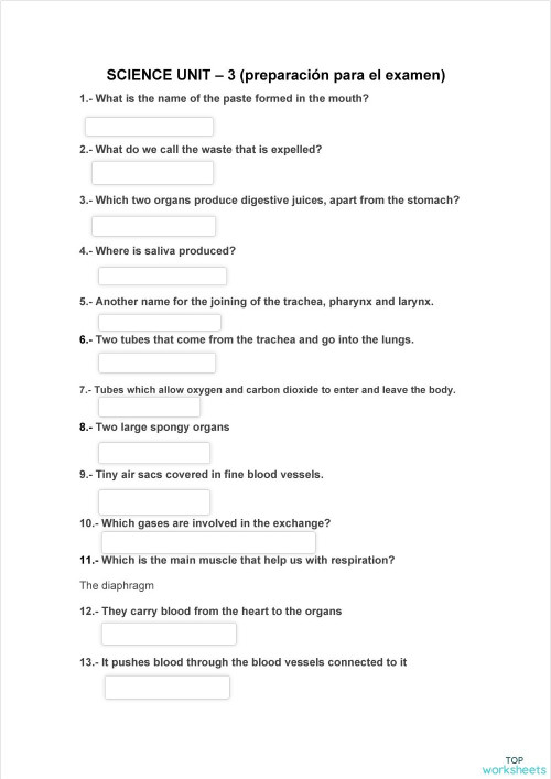 Natural Science Unit 4. Sensitivity. Interactive worksheet | TopWorksheets
