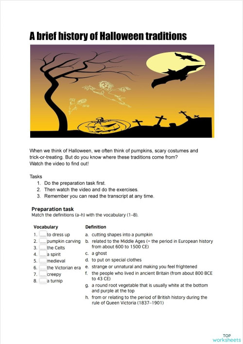 Halloween Listening and Reading. Interactive worksheet | TopWorksheets