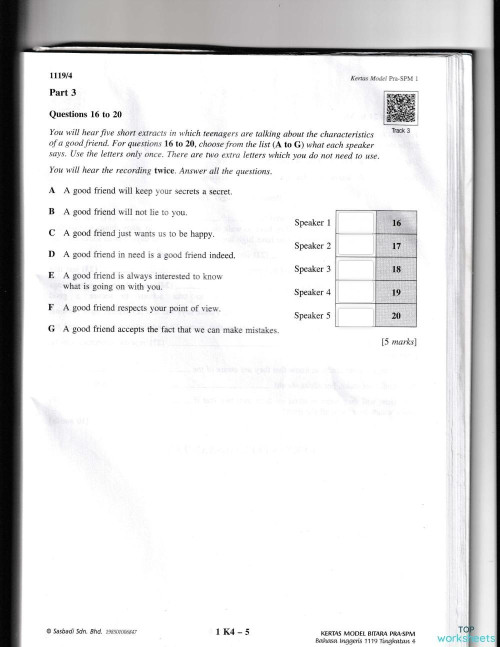 LISTENING REVISION PART 2. Interactive worksheet | TopWorksheets LISTENING REVISION PART 2. Interactive worksheet | TopWorksheets