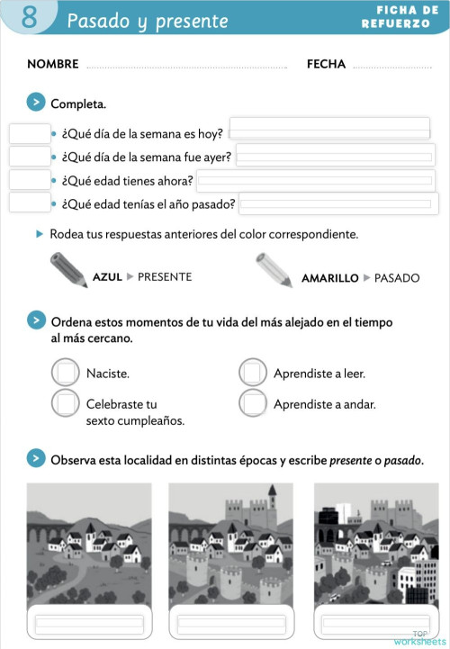 Pasado y presente. Ficha interactiva | TopWorksheets