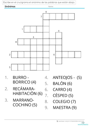 Sinónimos: fichas interactivas y ejercicios online | TopWorksheets