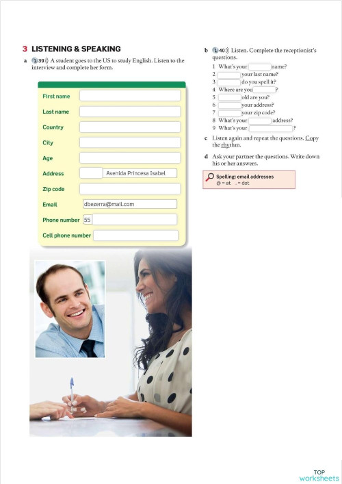 Complete form. Interactive worksheet | TopWorksheets