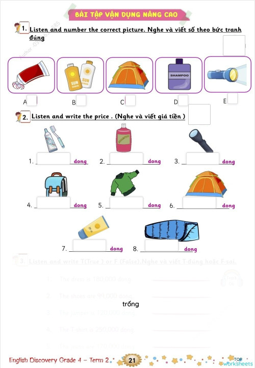 ED4-Unit 6- a camping trip (2). Bài tập tương tác | TopWorksheets