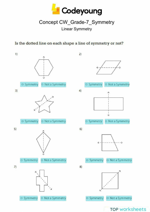 Linear Symmetry Concept CW. Interactive worksheet | TopWorksheets