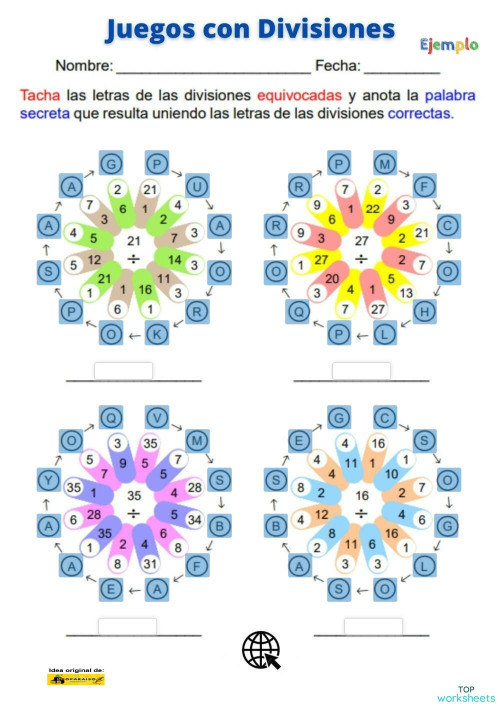 Repaso de divisiones 4. Ficha interactiva | TopWorksheets