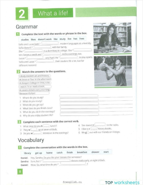 Unit 2: What a life (grammar and vocabulary). Interactive worksheet ...