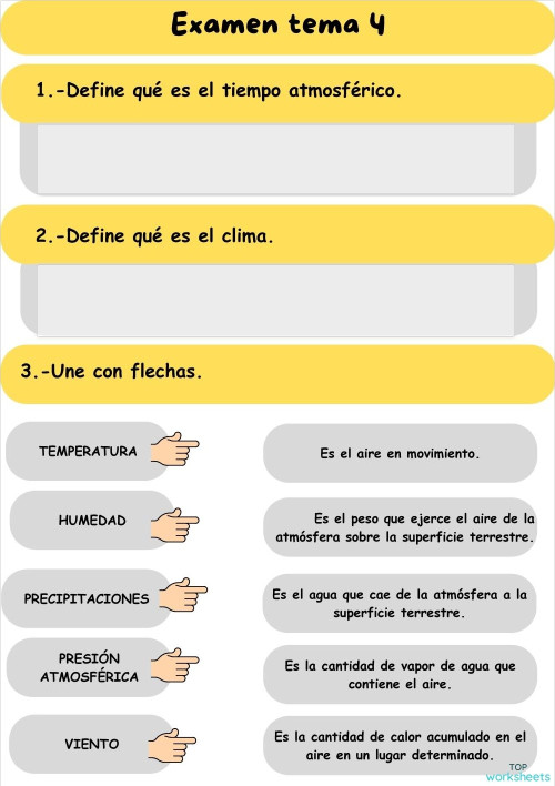 El clima: fichas interactivas y ejercicios online | TopWorksheets