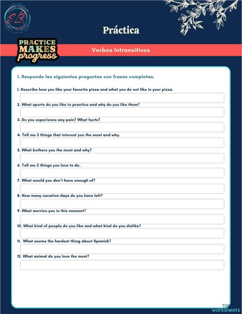 Ejercicios presente de indicativo. Ficha interactiva | TopWorksheets