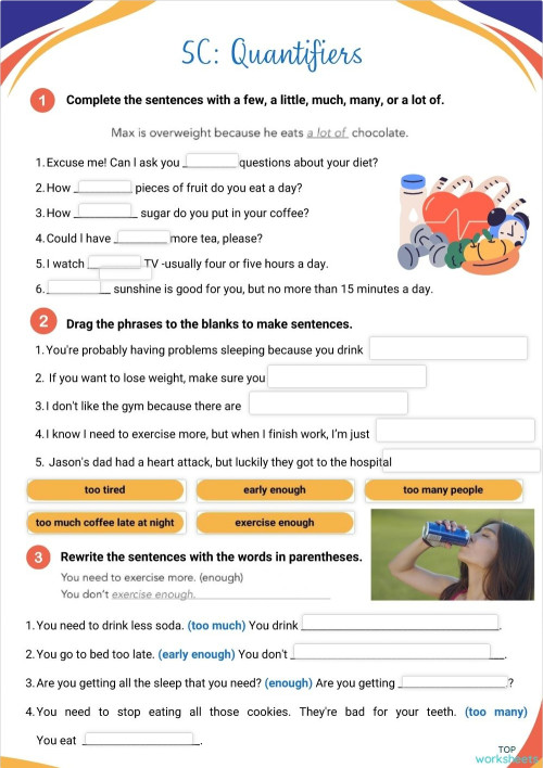 5C: QUANTIFIERS. Interactive worksheet | TopWorksheets