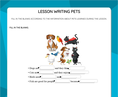 LESSON WRITING PETS. Interactive worksheet | TopWorksheets