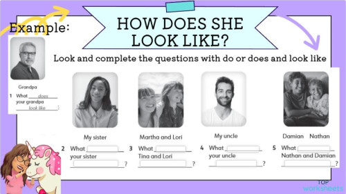 How does she look like?. Interactive worksheet | TopWorksheets
