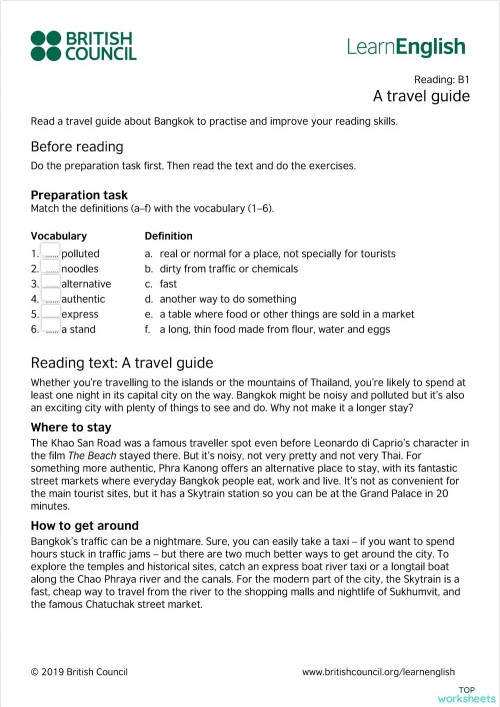 PAE - READING 6to. Interactive worksheet | TopWorksheets
