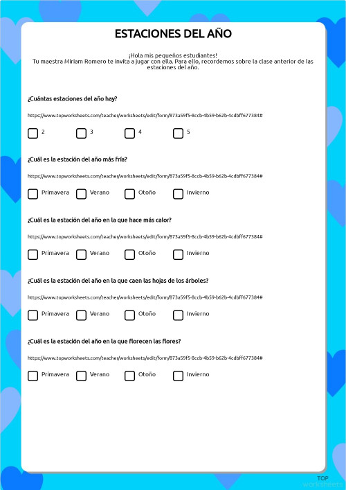 ESTACIONES DEL AÑO. Ficha interactiva | TopWorksheets