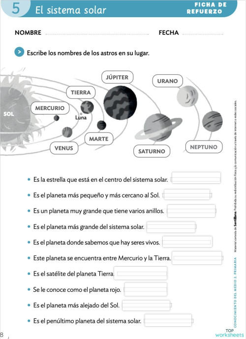 Las características físicas de la tierra. Ficha interactiva | TopWorksheets