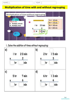 YR4 Multiplication of Time. Interactive worksheet | TopWorksheets