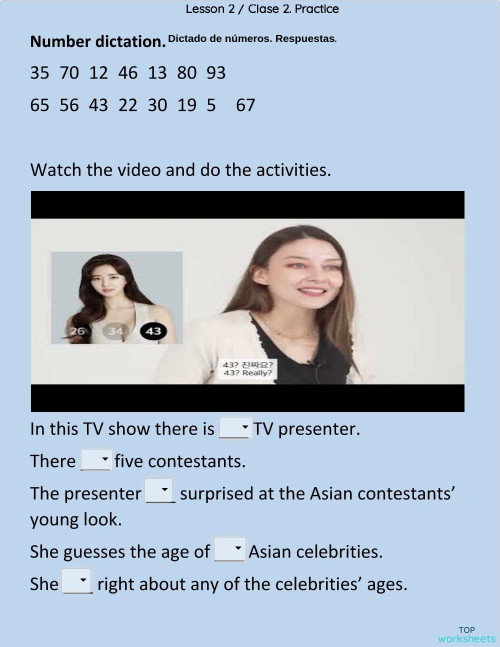 Lesson 2 / Clase 2. Practice. Interactive worksheet | TopWorksheets