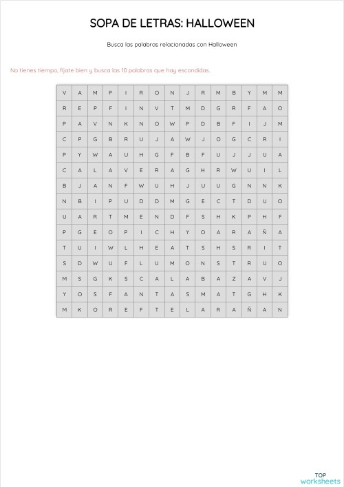SOPA DE LETRAS: HALLOWEEN. Ficha interactiva | TopWorksheets