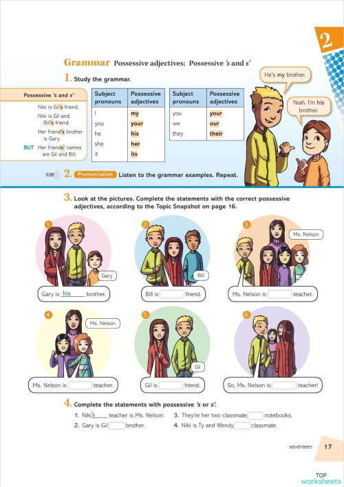 Possessive Adjectives Worksheets And Online Exercises