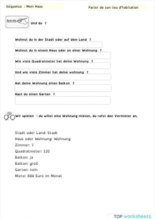 mein Haus. Interaktives Arbeitsblatt | TopWorksheets