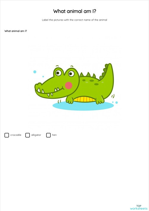 What animal am I? ใบงานเชิงโต้ตอบ | TopWorksheets