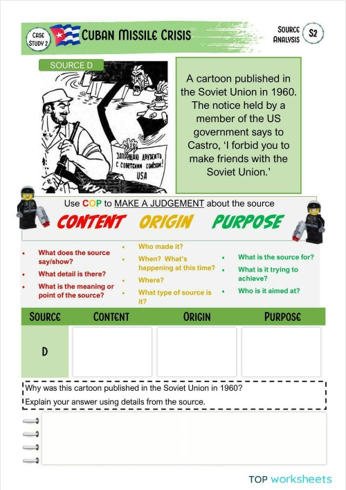 Cuban Missile Crisis Source Analysis - Purpose. Interactive worksheet ...