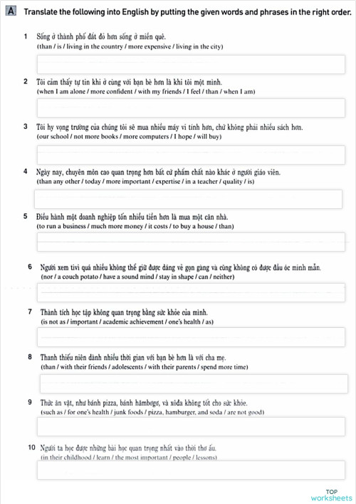 Wring U3 II A. Interactive worksheet | TopWorksheets