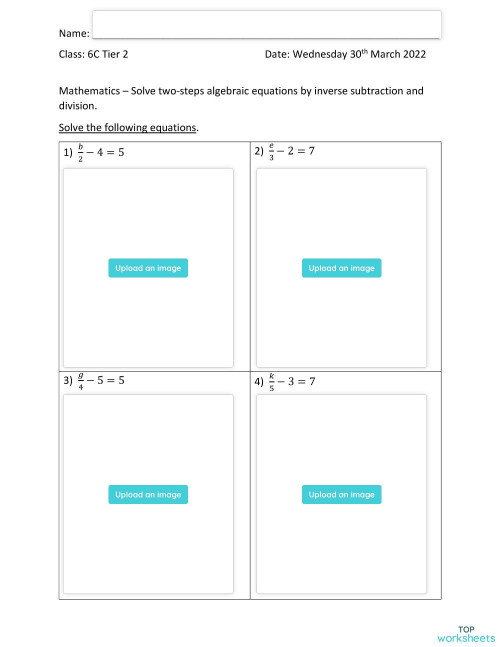 SOLVING ALGEBRAIC EQUATIONS. Interactive worksheet | TopWorksheets