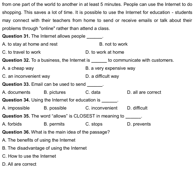 READING MULTIPLE CHOICE 25. Interactive worksheet | TopWorksheets