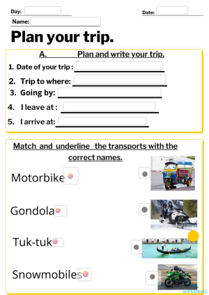 Plan your trip. Interactive worksheet | TopWorksheets
