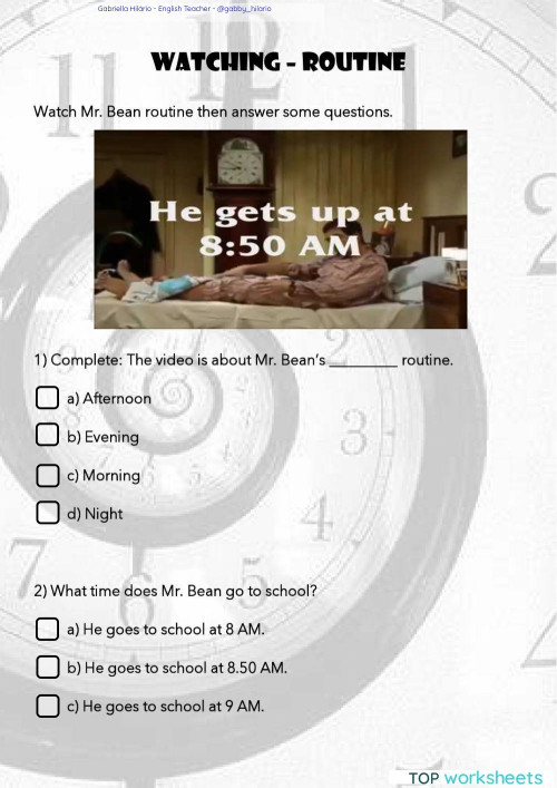 Watching - Mr Bean Routine. Interactive worksheet | TopWorksheets