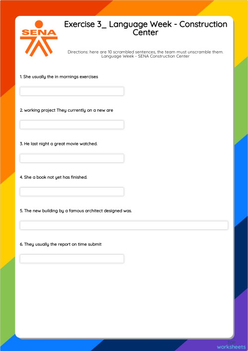 Exercise 3_ Language Week - Construction Center. Interactive worksheet ...