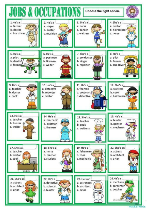 Jobs and Occupations. Interactive worksheet | TopWorksheets