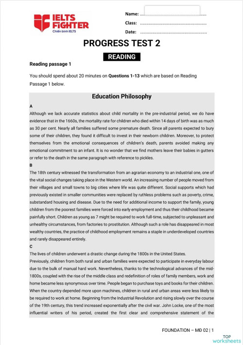 FINAL TEST - READING - FOUNDATION. Interactive worksheet | TopWorksheets