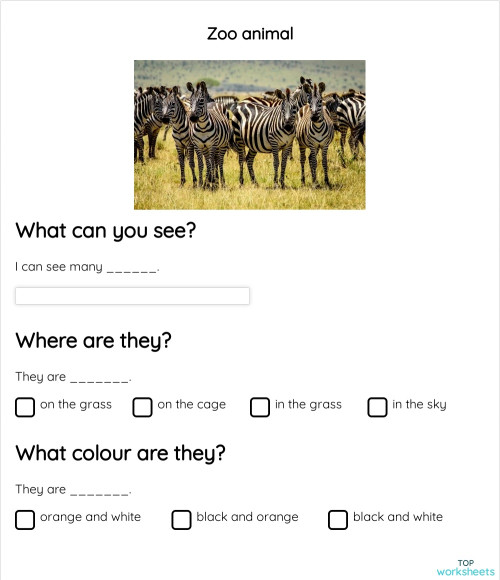 Zoo animal. Interactive worksheet | TopWorksheets