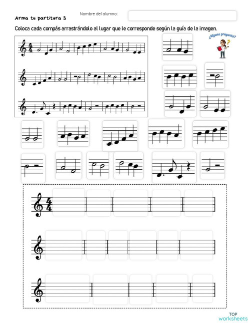 Notas musicales: fichas interactivas y ejercicios online | TopWorksheets