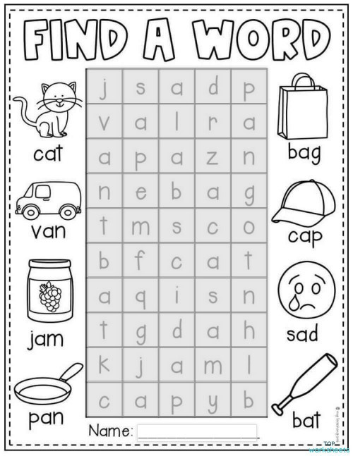 ใบงานที่ 7 find a word. Interactive worksheet | TopWorksheets